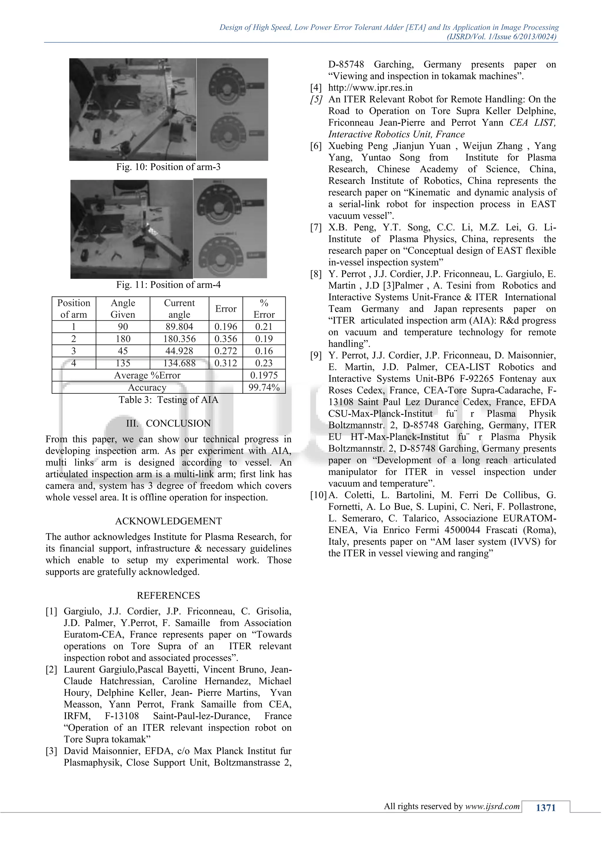 Design & Development of Articulated Inspection ARM for in House ...