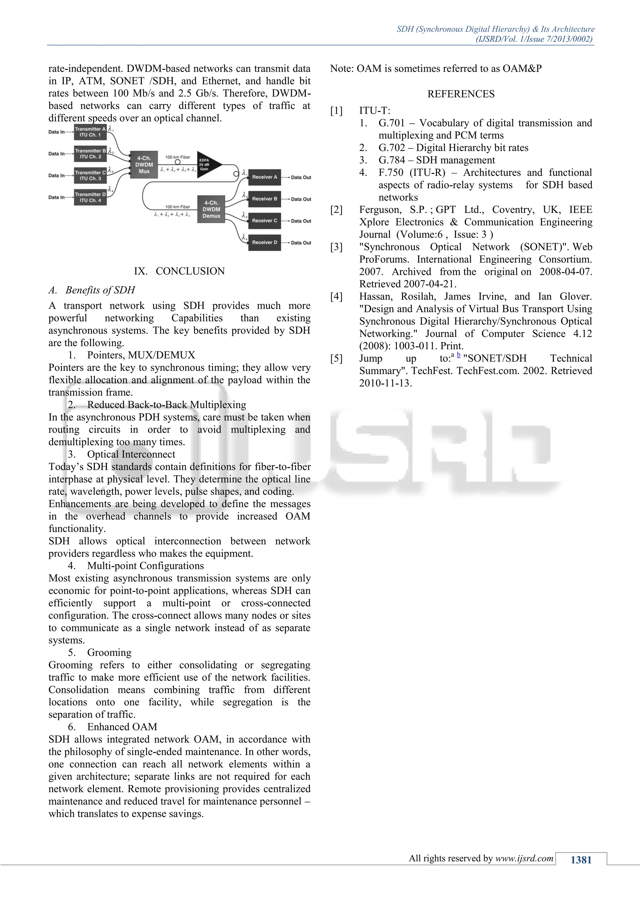 SDH (Synchronous Digital Hierarchy) & Its Architecture | PDF