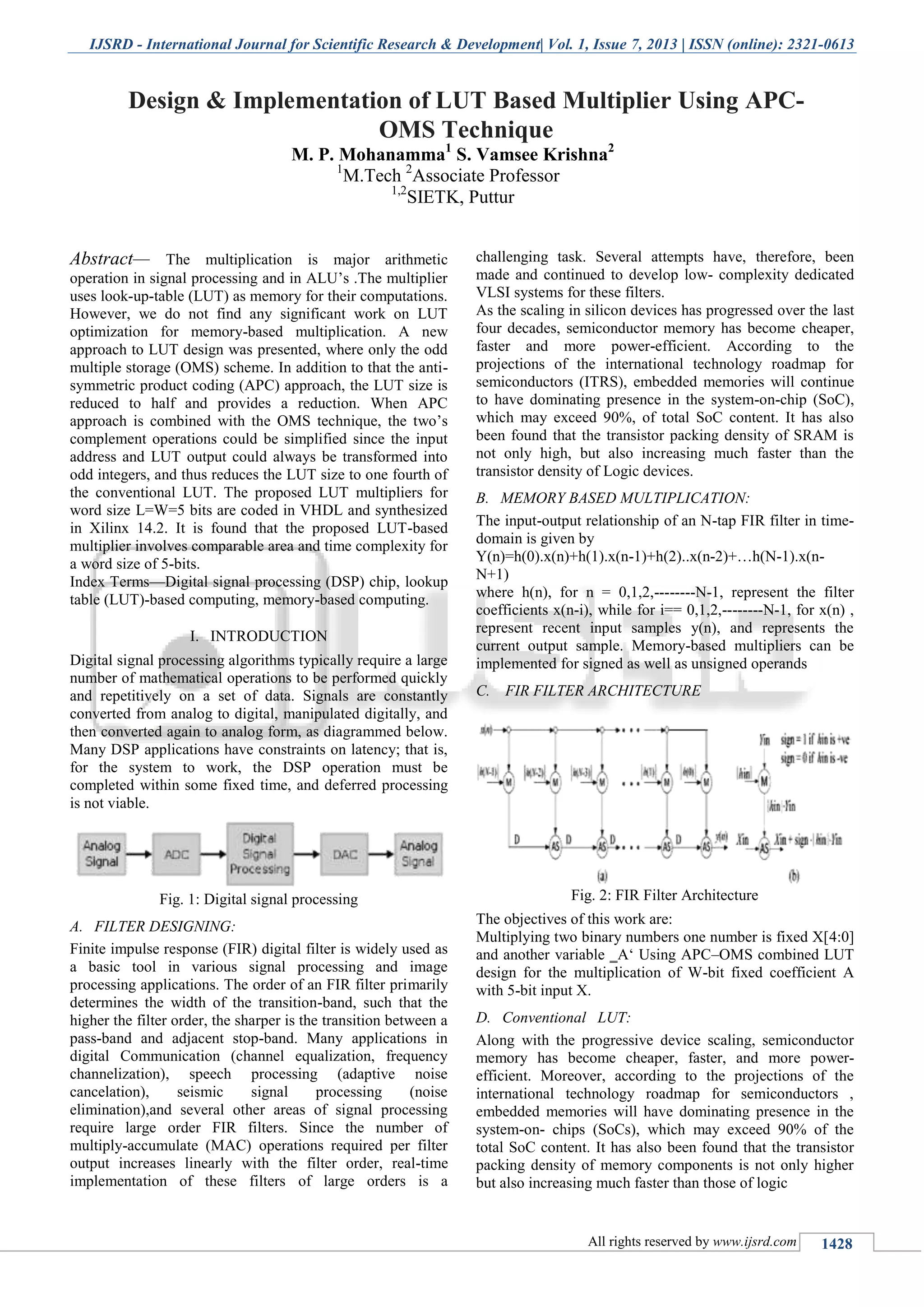 Design And Implementation Of Lut Based Multiplier Using Apcoms Technique Pdf 0010