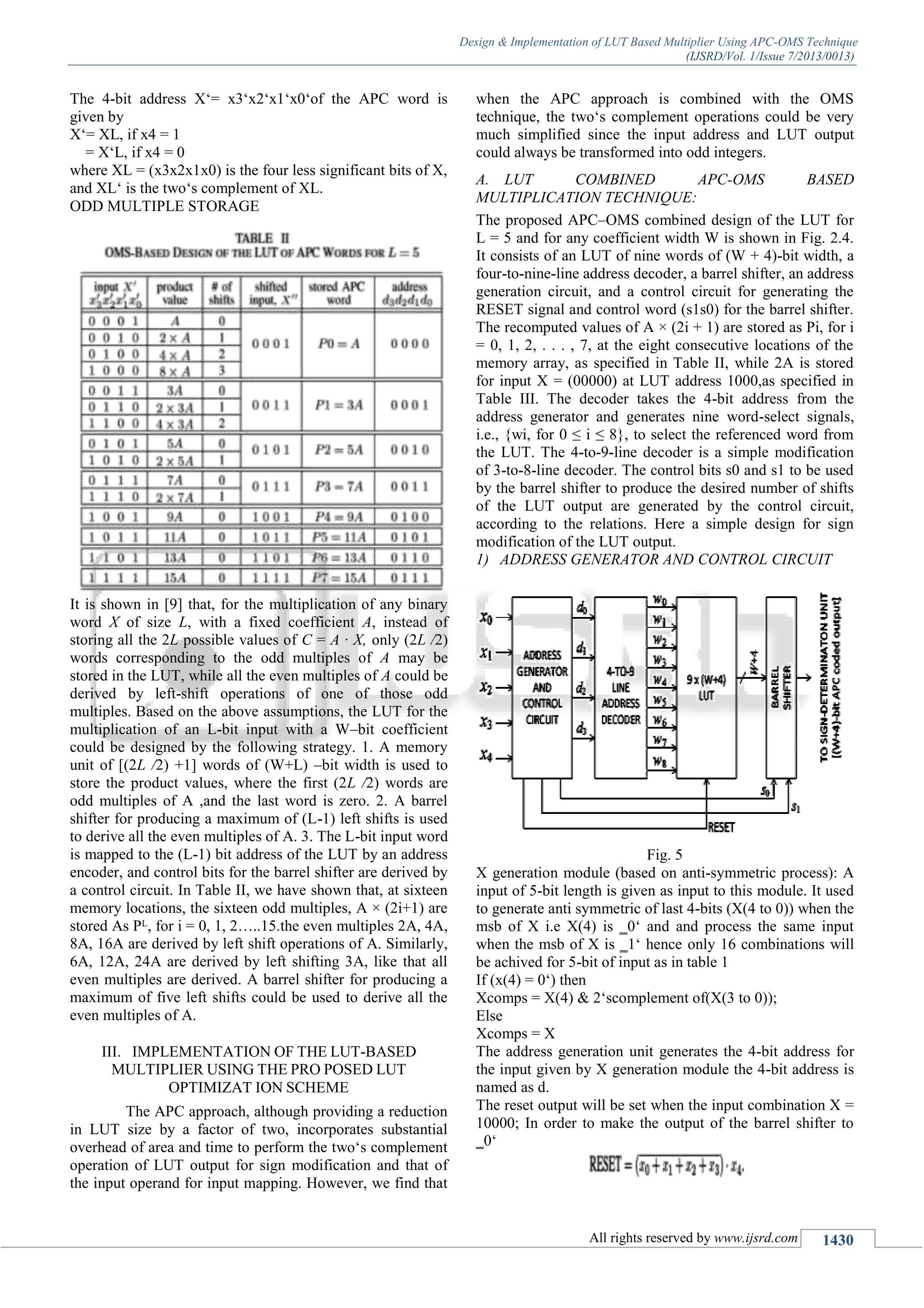 Design & Implementation of LUT Based Multiplier Using APCOMS Technique ... Design & Implementation of LUT Based Multiplier Using APCOMS Technique ...