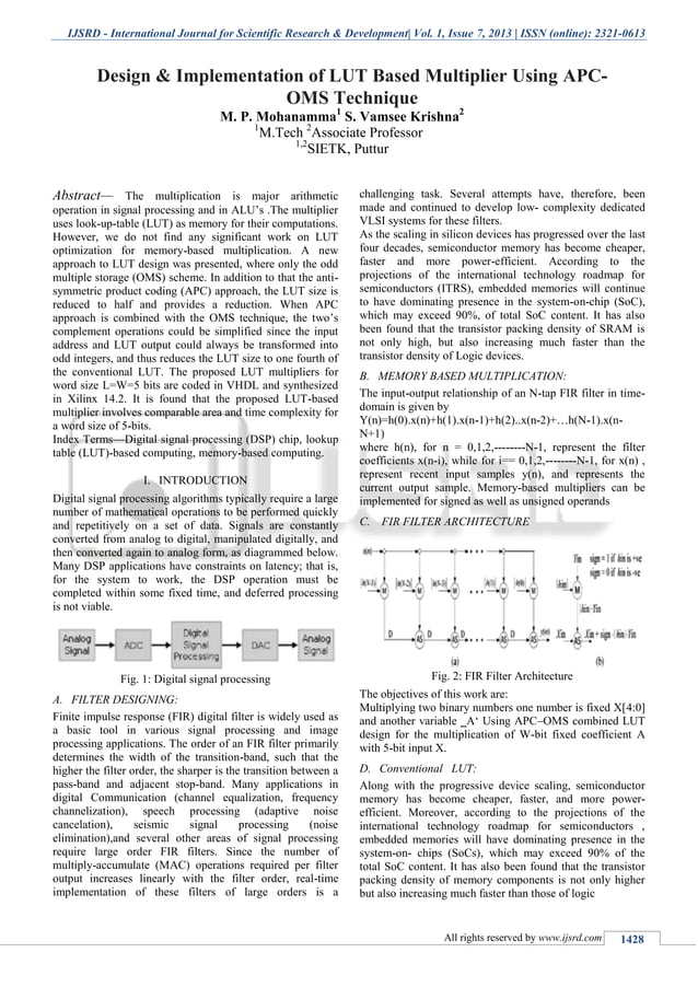 Design And Implementation Of Lut Based Multiplier Using Apcoms Technique