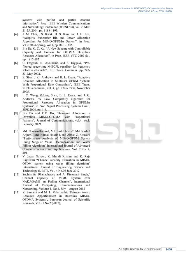 Adaptive Resource Allocation in MIMO-OFDM Communication System | PDF | Computer Networking ...