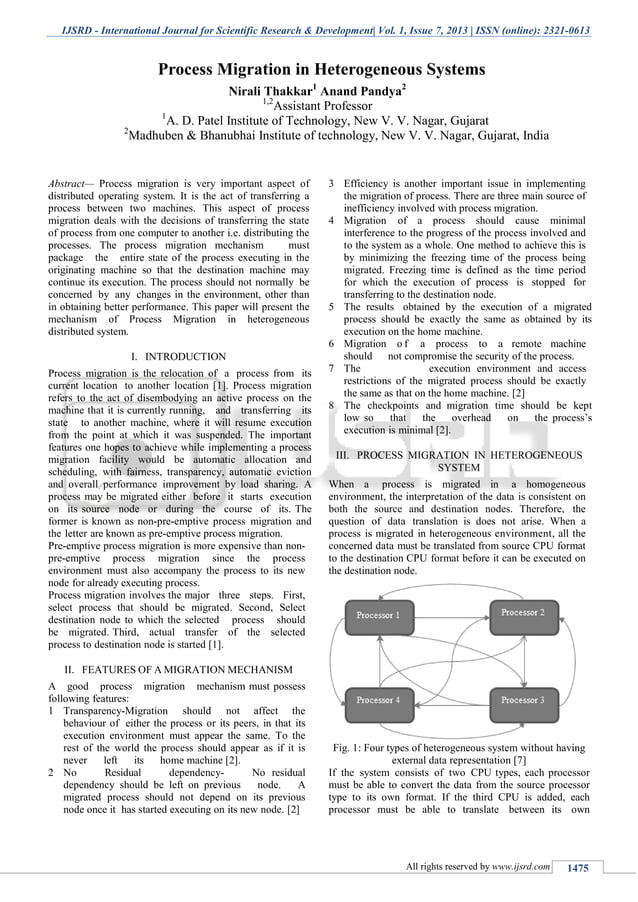 Process Migration in Heterogeneous Systems | PDF | Databases | Computer Software and Applications