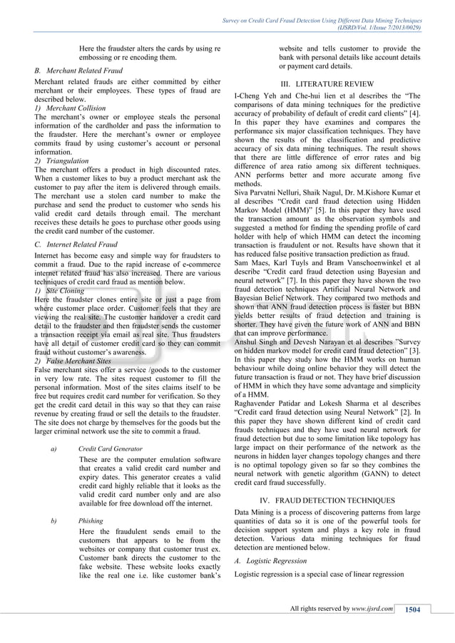 Survey on Credit Card Fraud Detection Using Different Data Mining ...