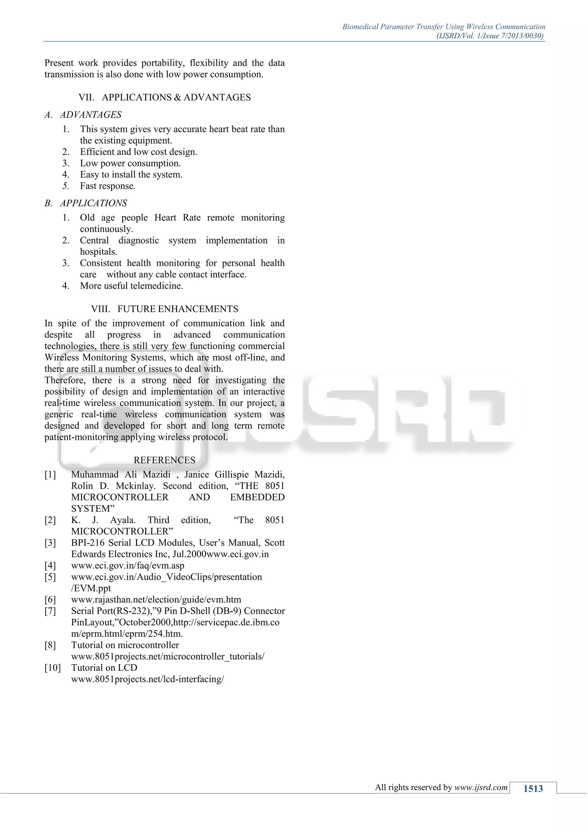 Biomedical Parameter Transfer Using Wireless Communication | PDF