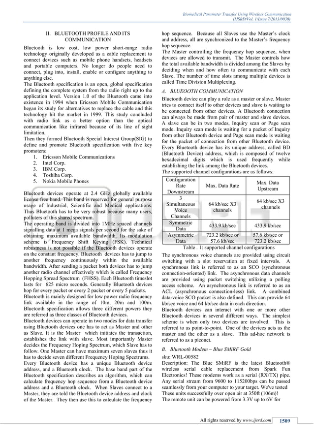 Biomedical Parameter Transfer Using Wireless Communication | PDF
