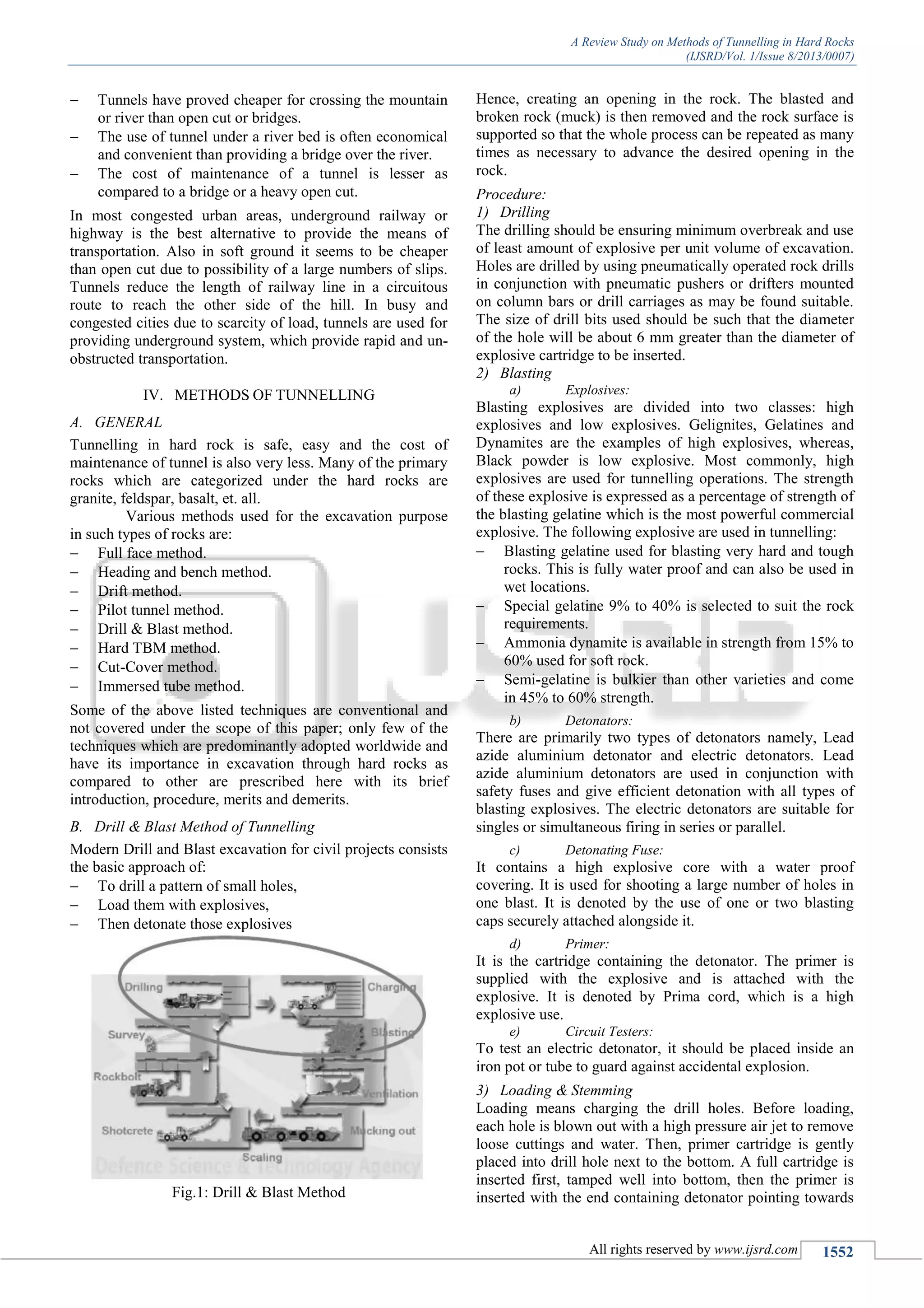 A Review Study on Methods of Tunneling in Hard Rocks | PDF