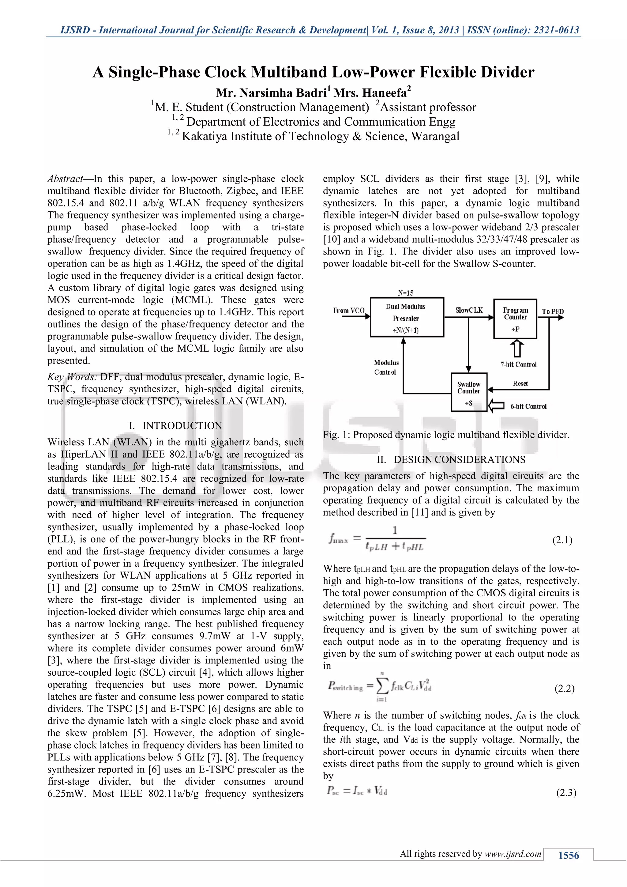 A Single-Phase Clock Multiband Low-Power Flexible Divider | PDF