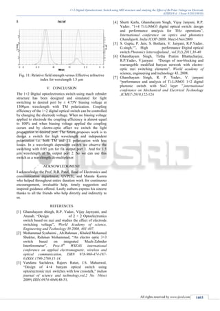 1x2 Digital Optoelectronic Switch using MZI structure and studying the Effect of Bi-Polar ...