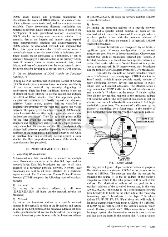 A Protocol/Scheme to mitigate DDos attacks using AODV Protocol | PDF | Internet | Computing