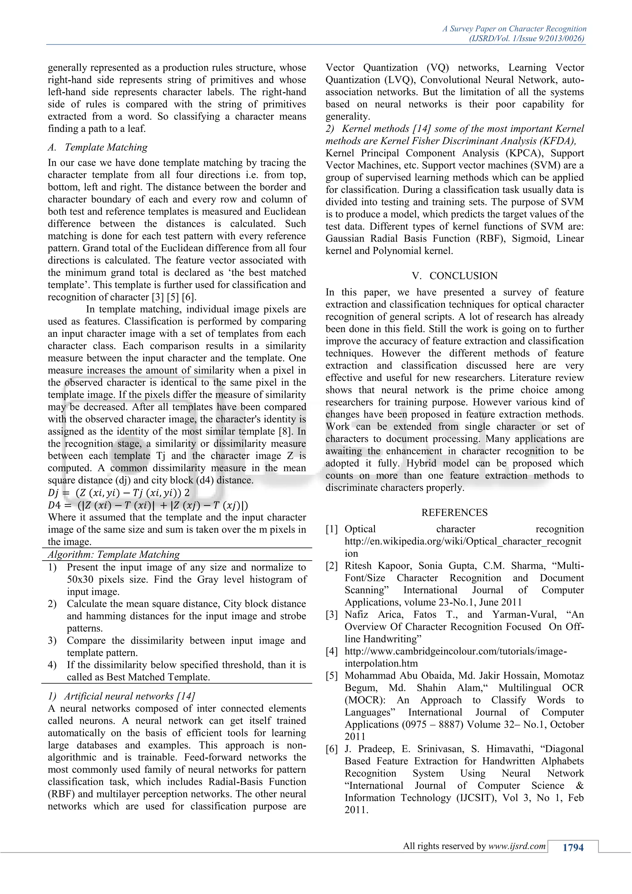 A Survey Paper on Character Recognition | PDF