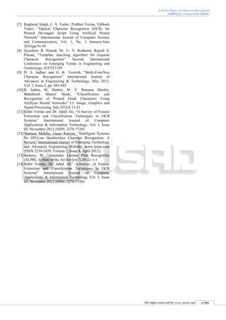 A Survey Paper on Character Recognition | PDF