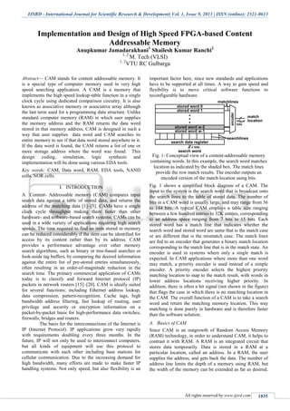 Implementation and Design of High Speed FPGA-based Content Addressable Memory | PDF