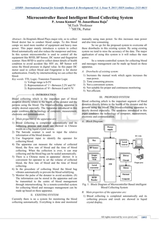 Microcontroller Based Intelligent Blood Collecting System | PDF