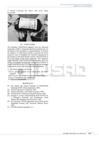 Microcontroller Based Intelligent Blood Collecting System | PDF