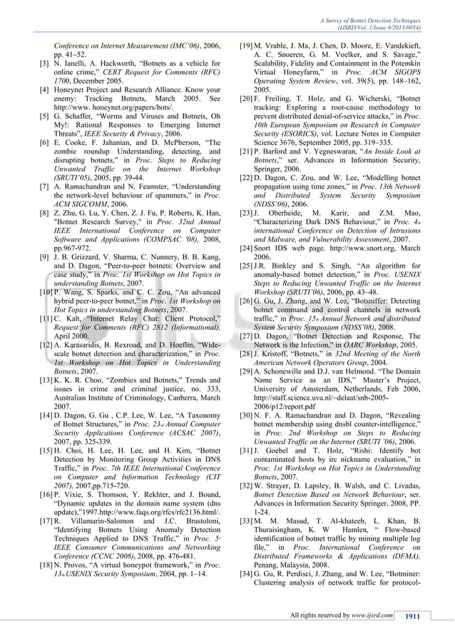A Survey of Botnet Detection Techniques | PDF