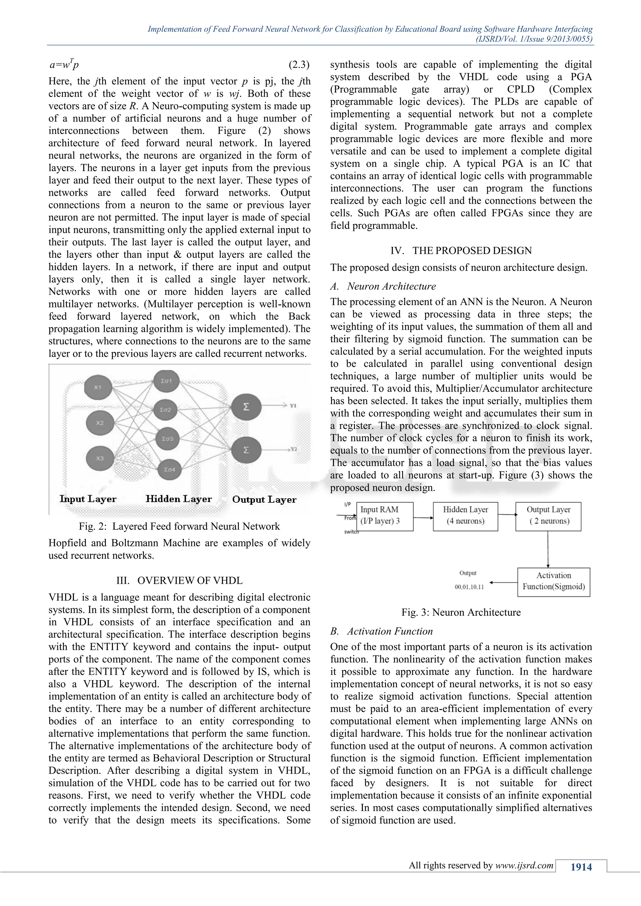 Implementation Of Feed Forward Neural Network For Classification By