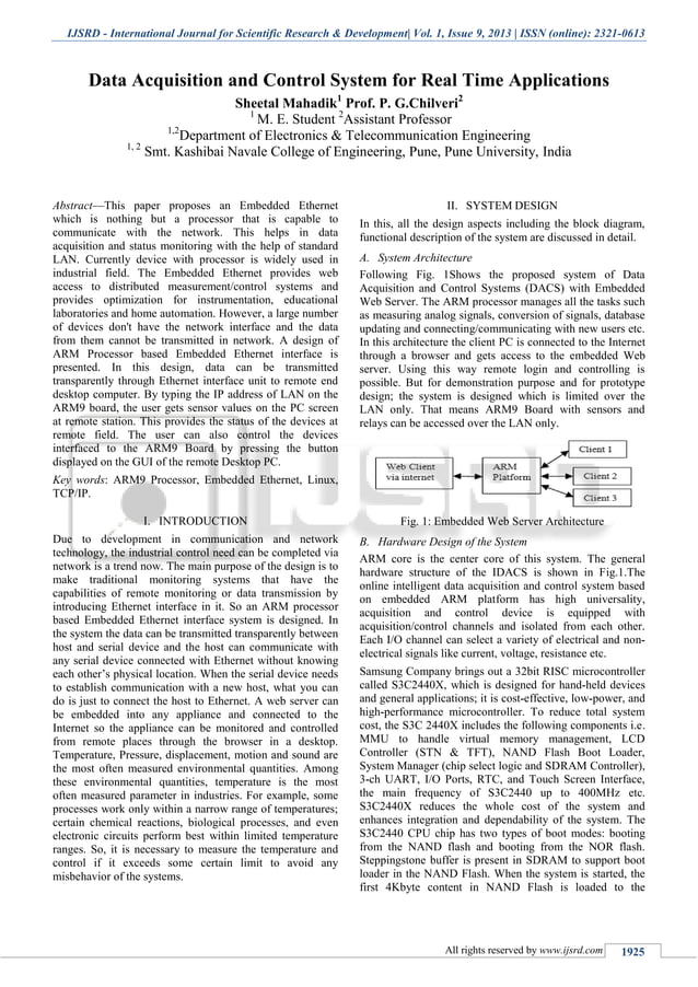 Data Acquisition and Control System for Real Time Applications | PDF