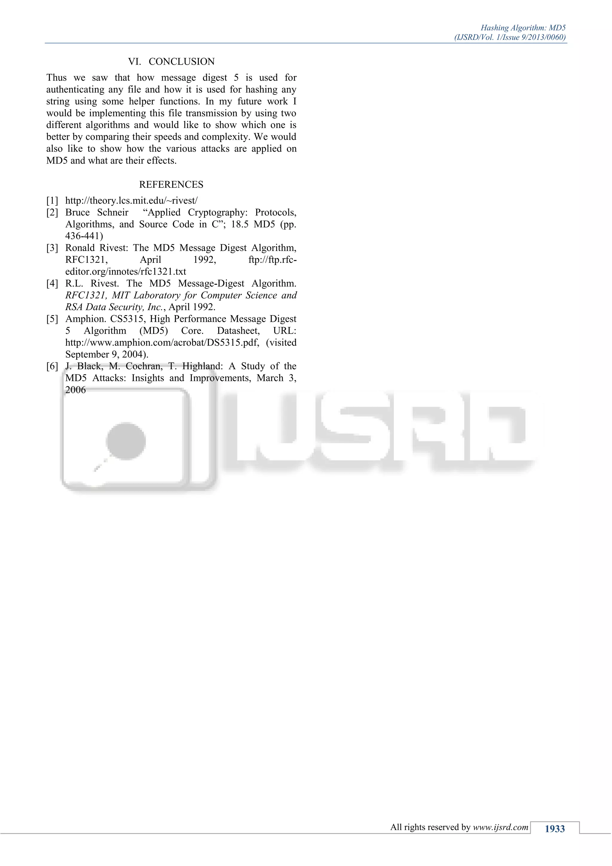 Hashing Algorithm: MD5 | PDF | Information and Network Security | Computing Hashing Algorithm: MD5 | PDF | Information and Network Security | Computing