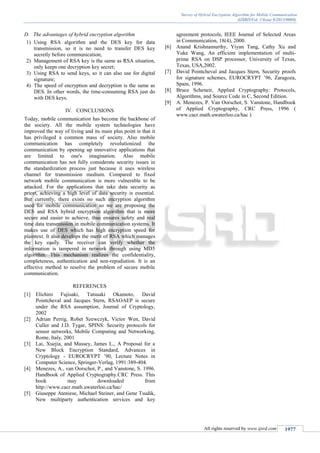 Survey of Hybrid Encryption Algorithm for Mobile Communication | PDF