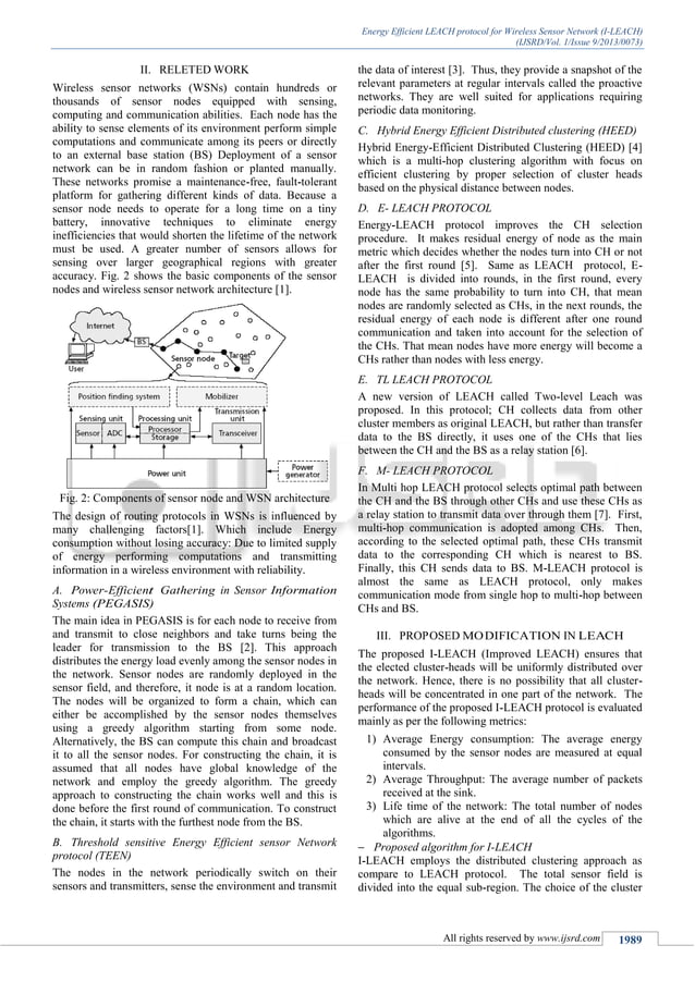 Energy Efficient LEACH protocol for Wireless Sensor Network (I-LEACH) | PDF