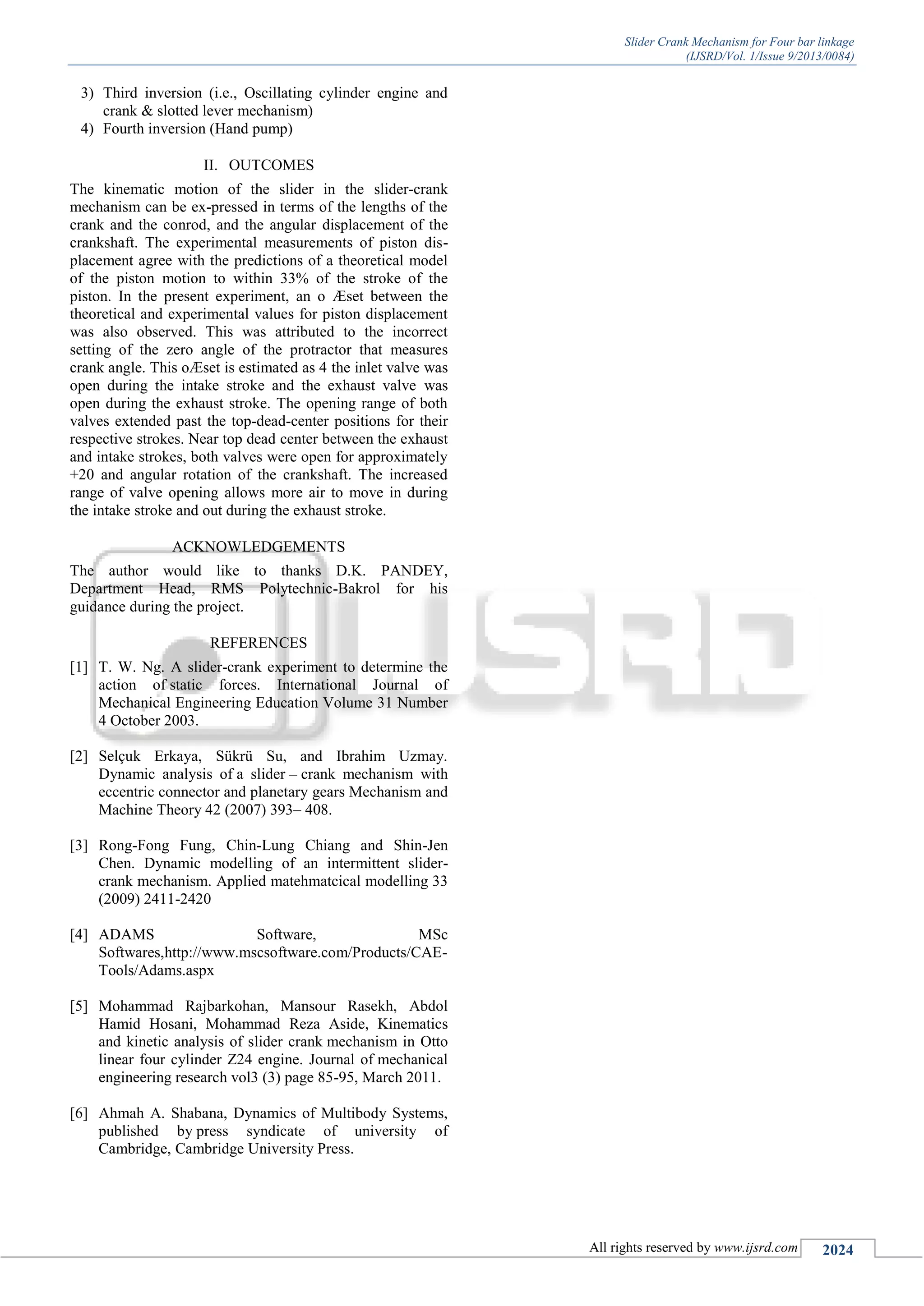 Slider Crank Mechanism for Four bar linkage | PDF
