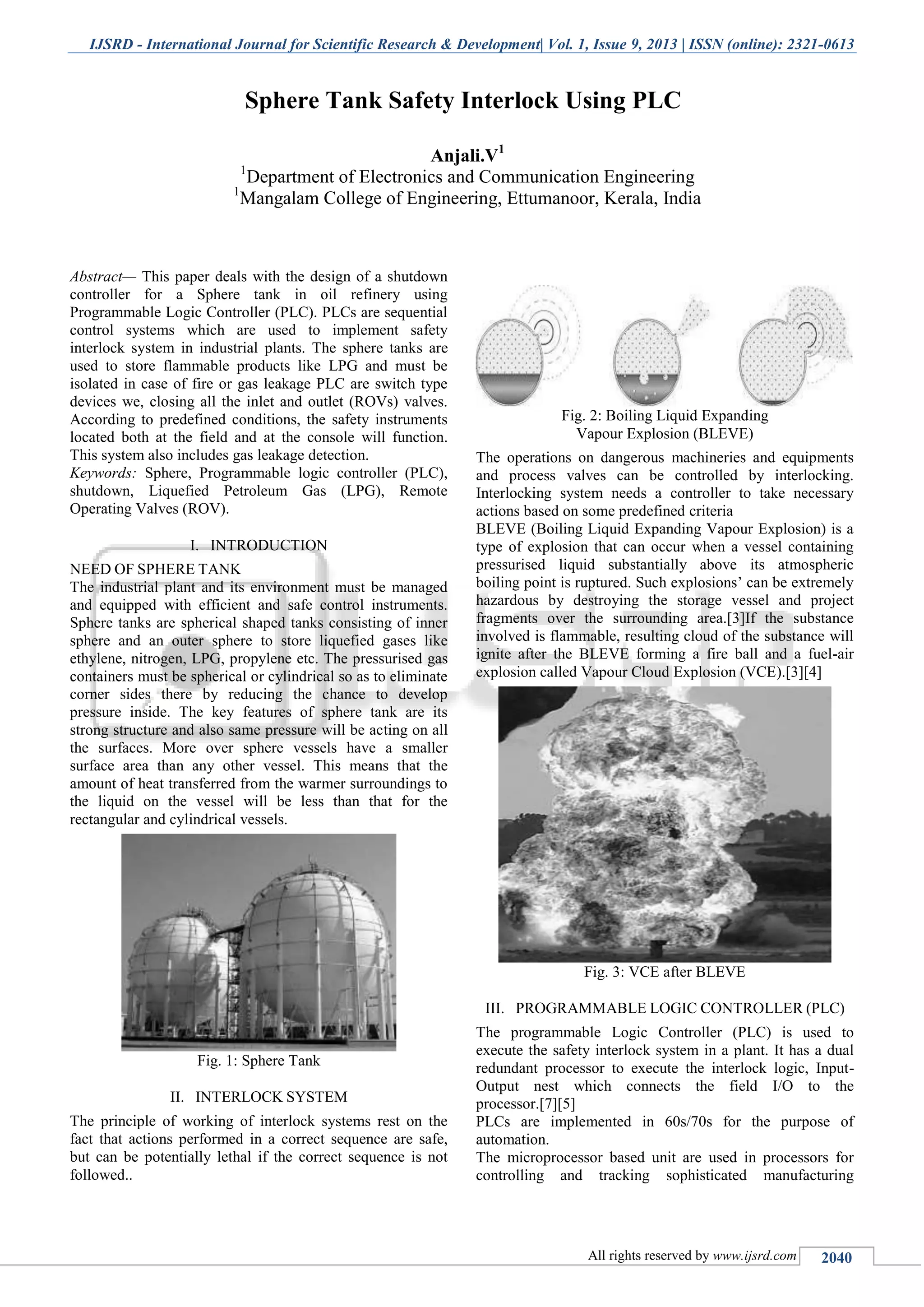 Sphere Tank Safety Interlock Using PLC | PDF