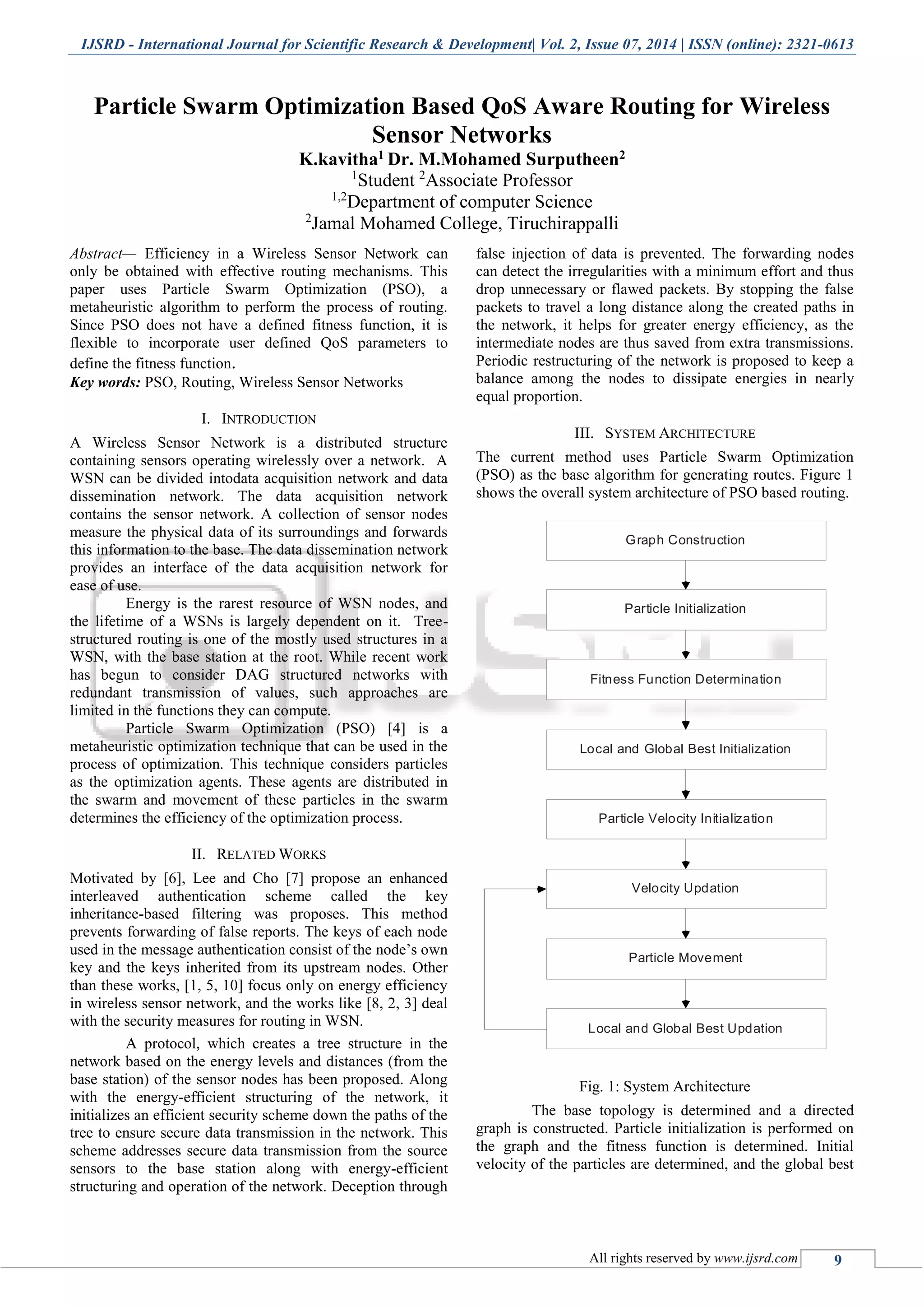 Particle Swarm Optimization Based Qos Aware Routing For Wireless Sensor Networks Pdf 