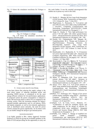 Implementation of Full Adder Cell Using High Performance CMOS Technology | PDF