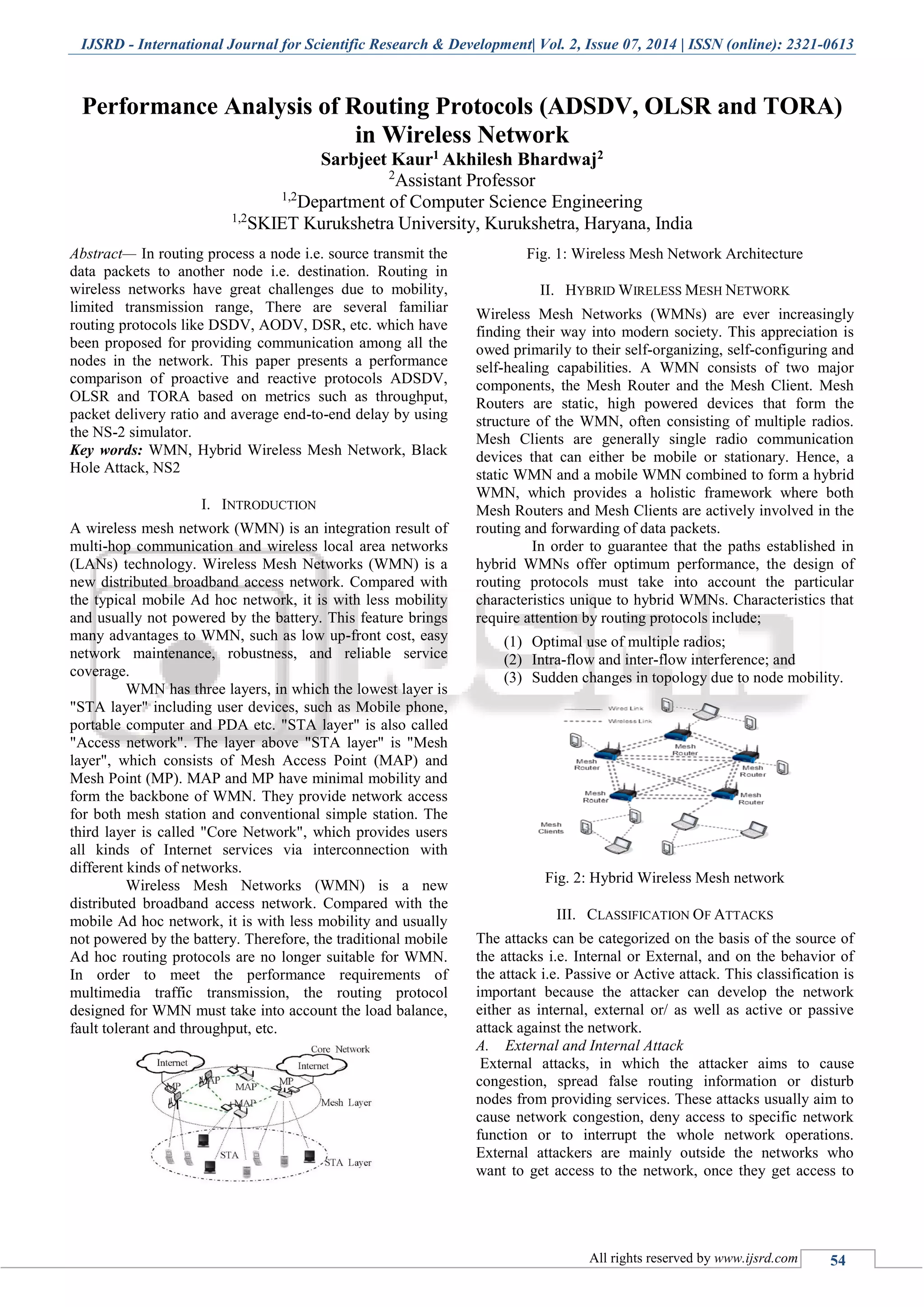 Performance Analysis Of Routing Protocols Adsdv Olsr And Tora In