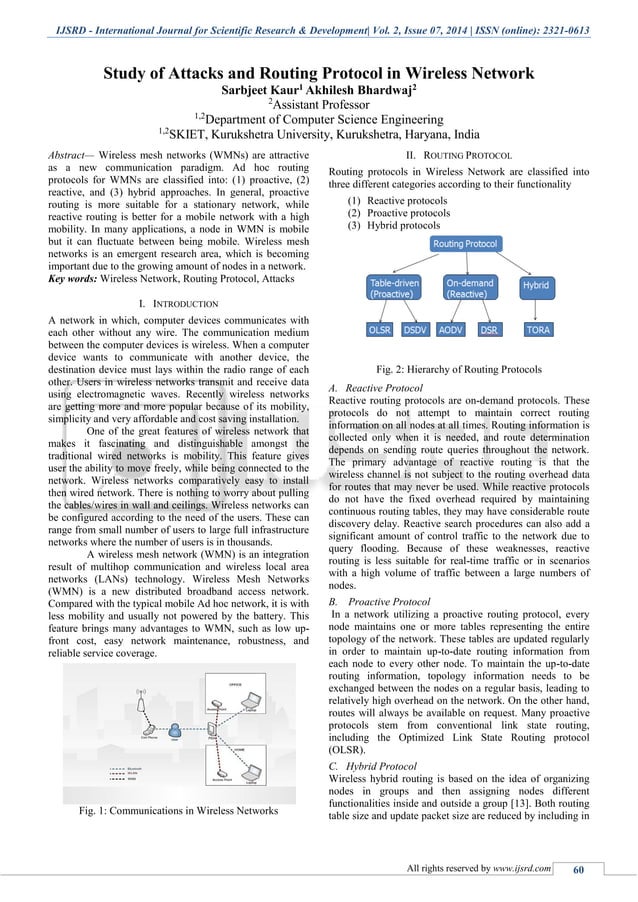 Study of Attacks and Routing Protocol in Wireless Network | PDF