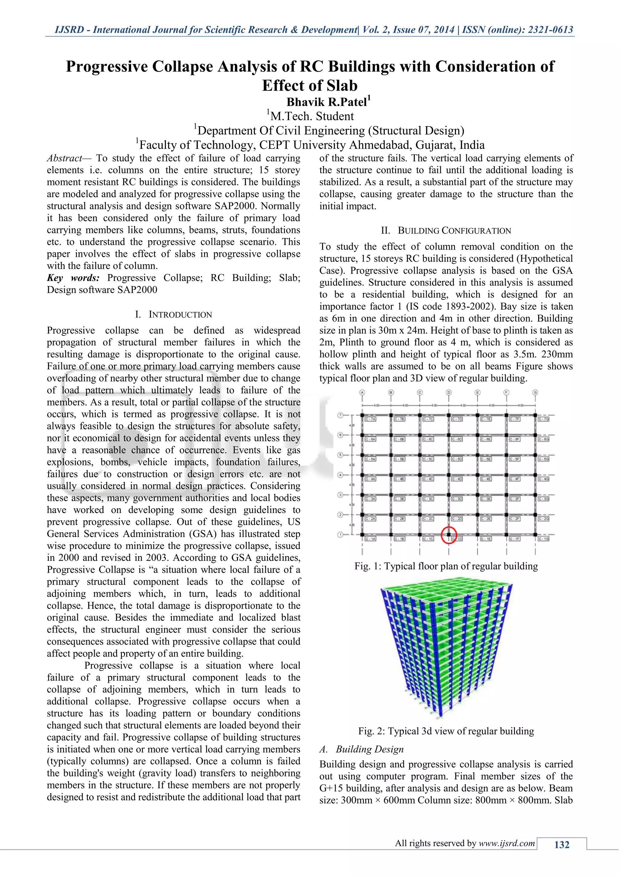 Progressive Collapse Analysis of RC Buildings with consideration of Effect of Slab | PDF