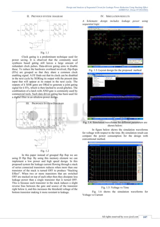 Design and Analysis of Sequential Circuit for Leakage Power Reduction using Stacking Effect | PDF