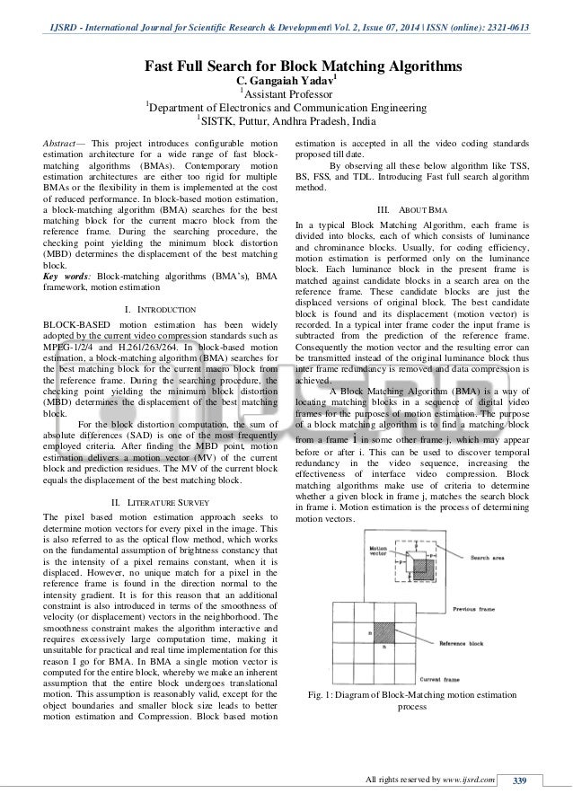 Fast Full Search For Block Matching Algorithms
