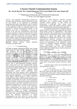 A Secure Chaotic Communication System | PDF