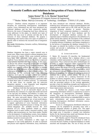 Semantic Conflicts and Solutions in Integration of Fuzzy Relational Databases | PDF