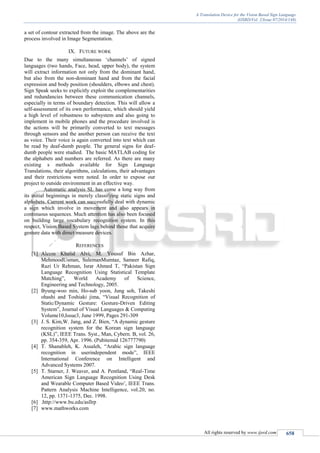 A Translation Device for the Vision Based Sign Language | PDF