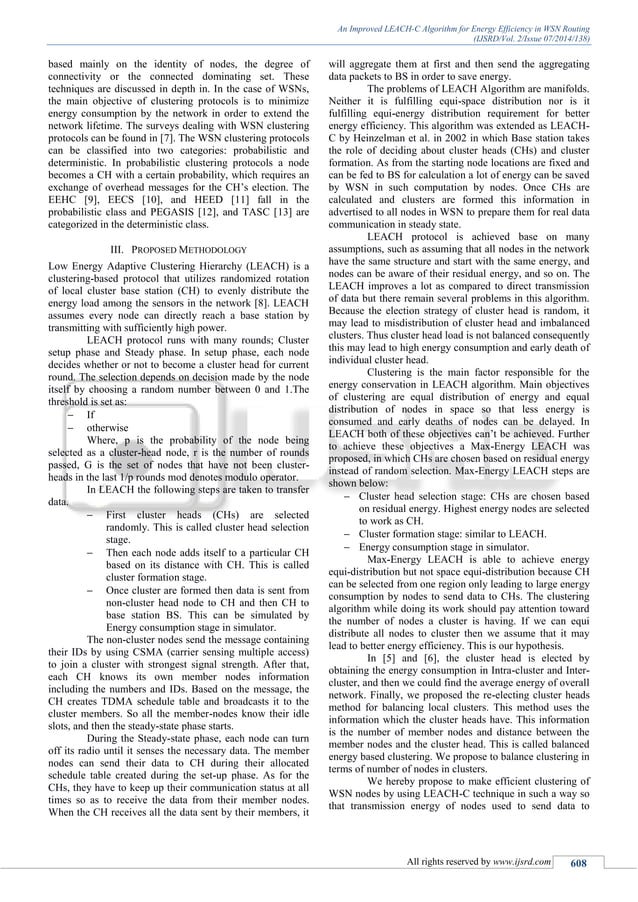 An Improved Leach C Algorithm For Energy Efficiency In Wsn Routing Pdf