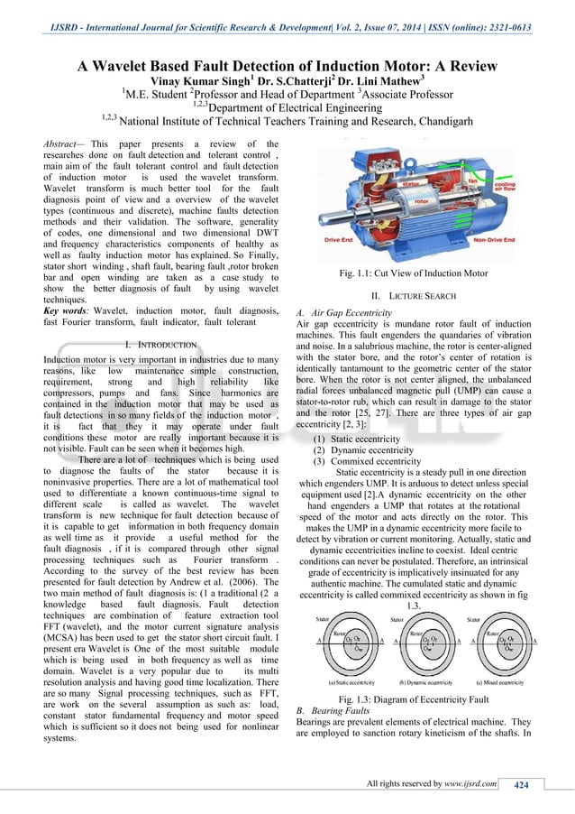 A Wavelet Based Fault Detection Of Induction Motor A Review Pdf