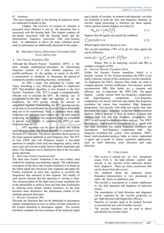 A Wavelet Based Fault Detection Of Induction Motor A Review Pdf