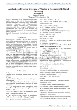 Application of Module Structure of Algebra in Homomorphic Signal ...