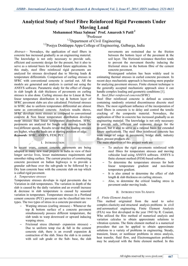 Analytical Study of Steel Fibre Reinforced Rigid Pavements Under Moving ...