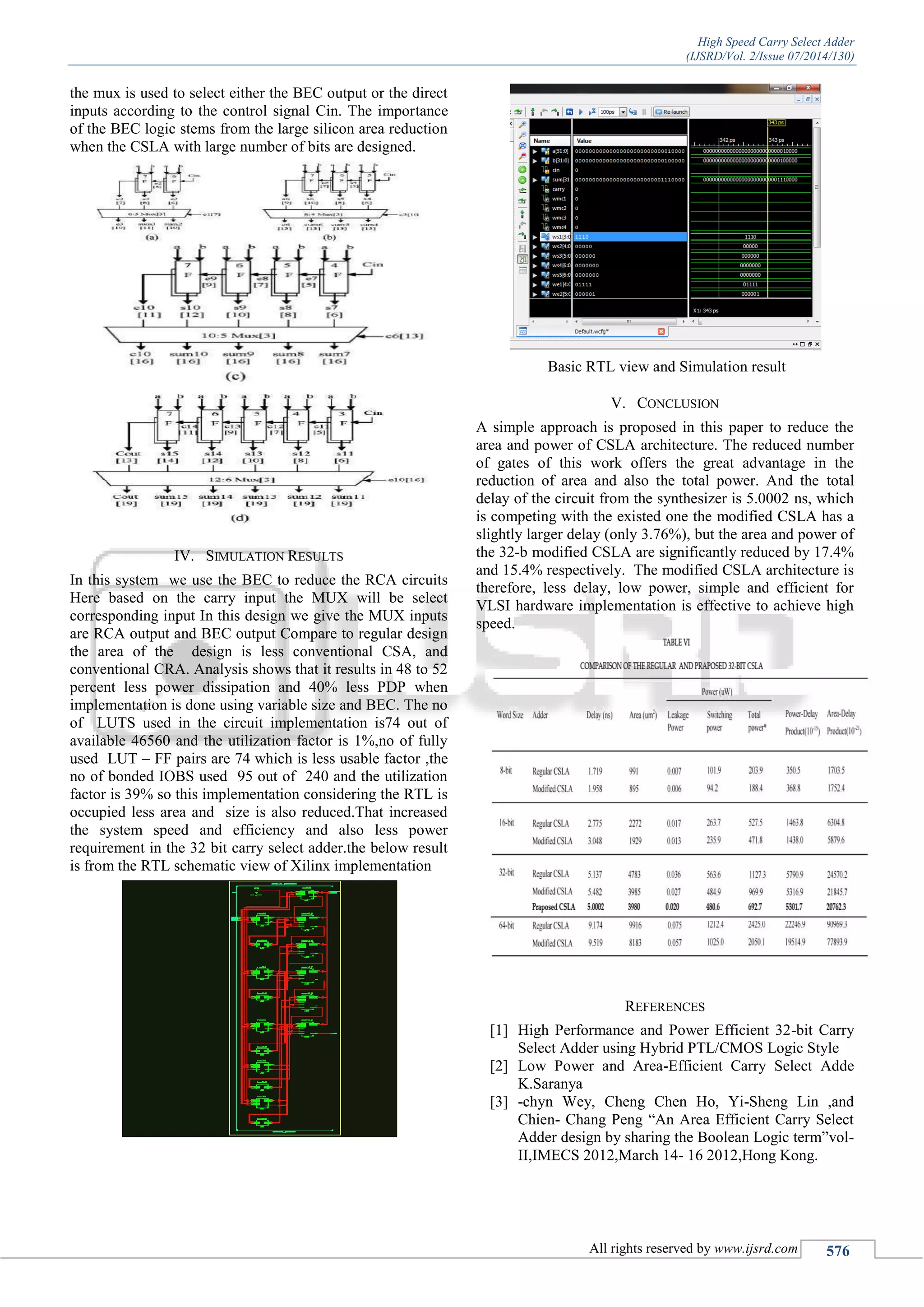 High Speed Carryselect Adder | PDF
