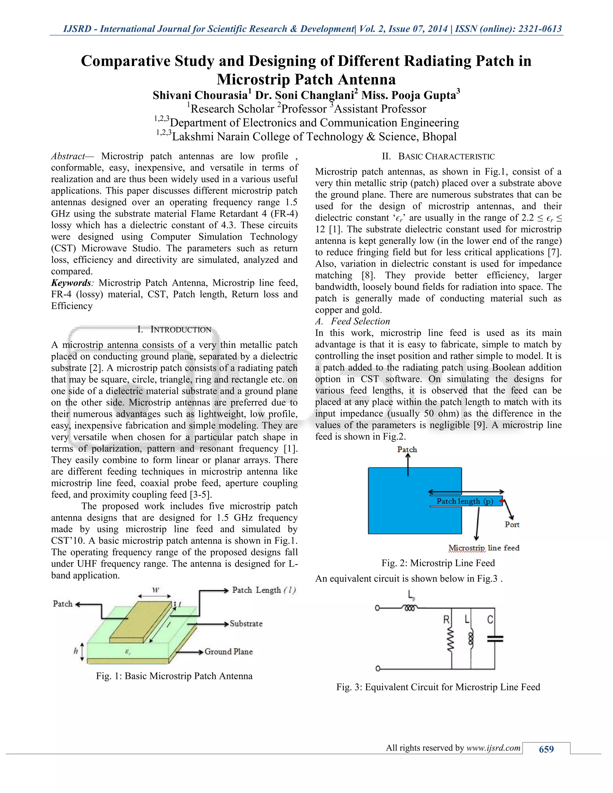 Comparative Study and Designing of Different Radiating Patch in ...