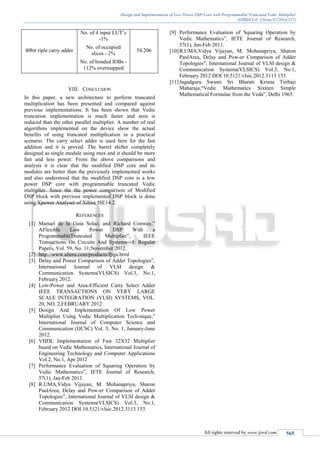Design and Implementation of Low Power DSP Core with Programmable Truncated Vedic Multiplier ...