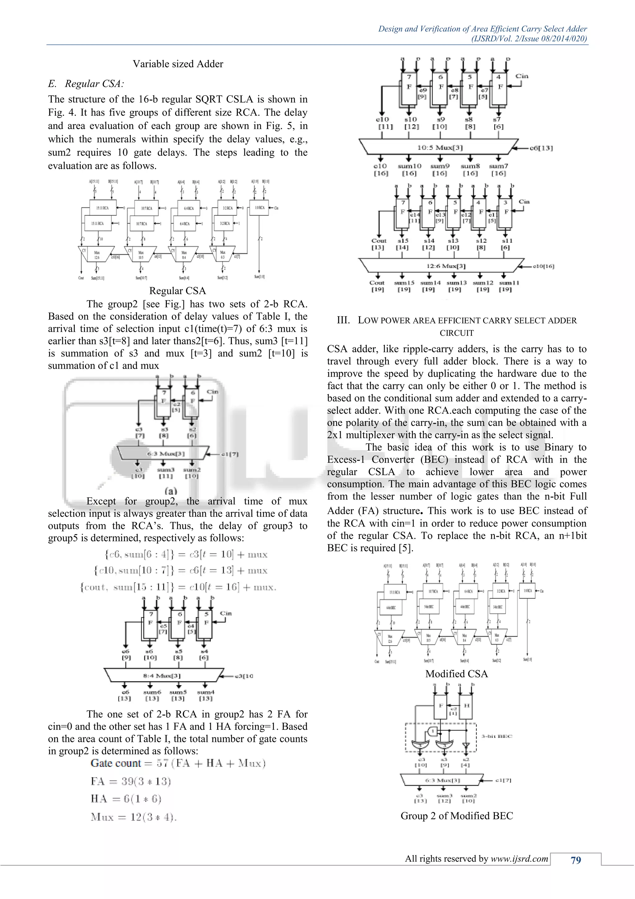 Design and Verification of Area Efficient Carry Select Adder | PDF | Programming Languages ...