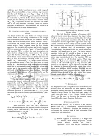 Study of Low Voltage Cascode Current Mirror with Enhance Dynamic Range | PDF