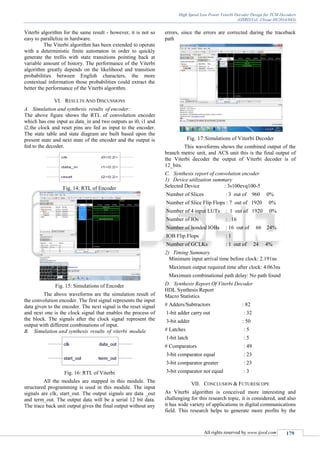 High Speed Low Power Veterbi Decoder Design for TCM Decoders | PDF