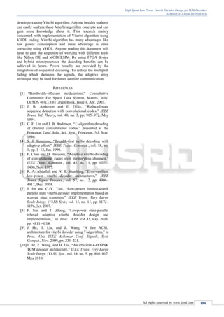 High Speed Low Power Veterbi Decoder Design for TCM Decoders | PDF