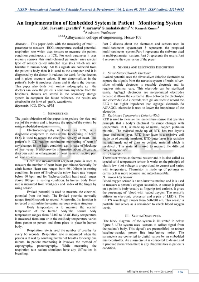 An Implementation of Embedded System in Patient Monitoring System | PDF